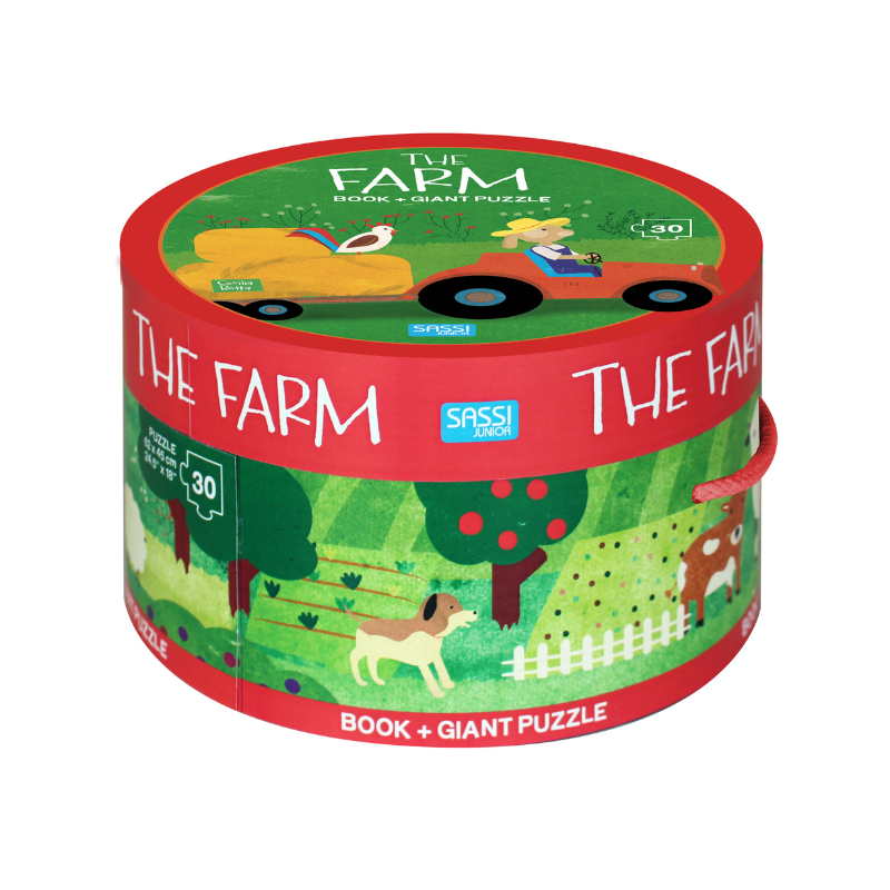 Sassi Book and Giant Puzzle - The Farm, 30 pcs | KAHM Co