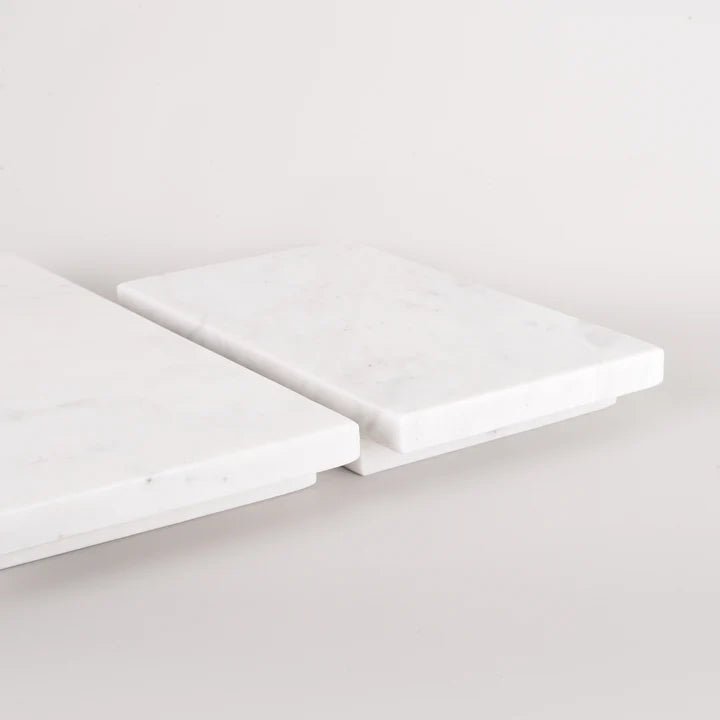 Raised Rectangle White Marble Board - Small | KAHM Co